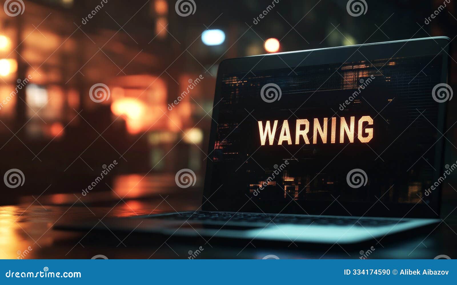 Cybersecurity Alert: Laptop Screen Displays Warning Message in Dark ...