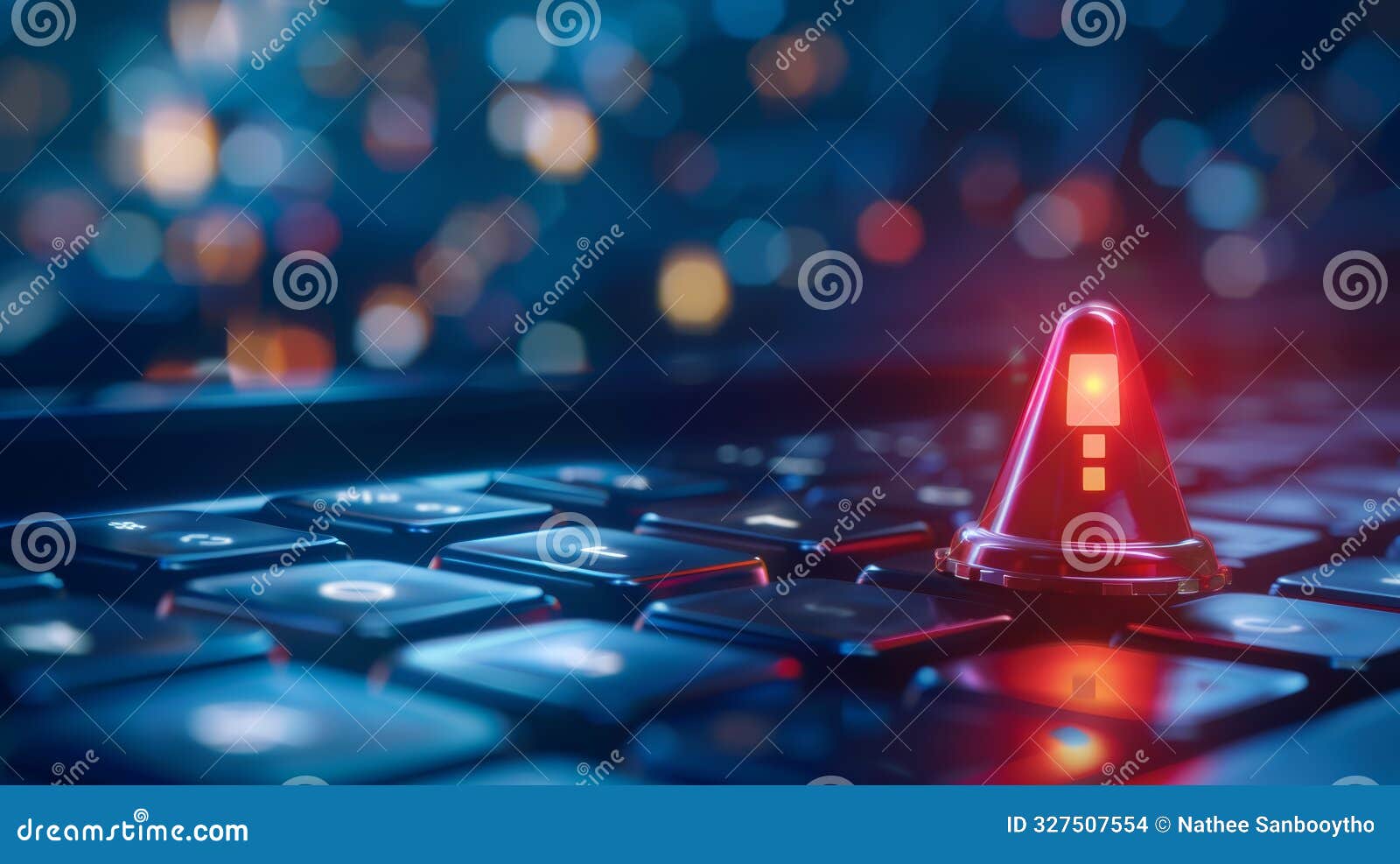 Cybersecurity Alert Symbol on Keyboard Stock Illustration ...