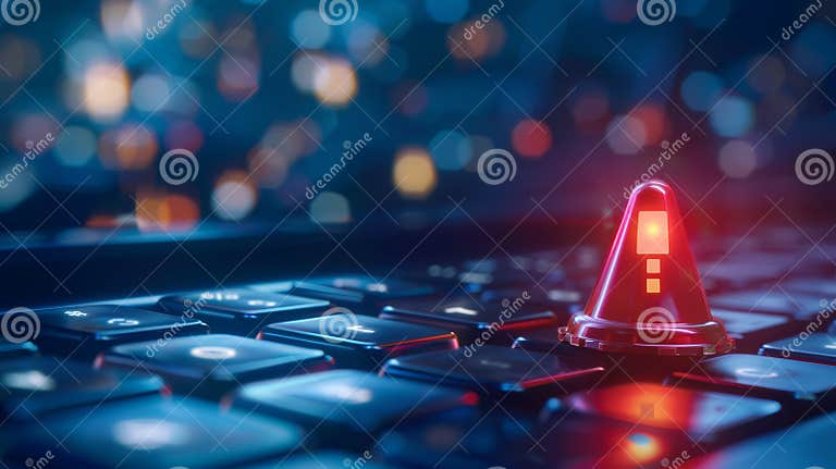 Cybersecurity Alert Symbol on Keyboard Stock Illustration ...