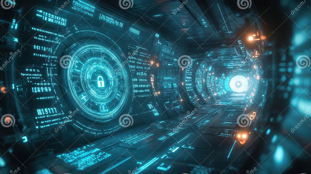 Cybersecurity, Abstract Background Showing a Futuristic Technological ...