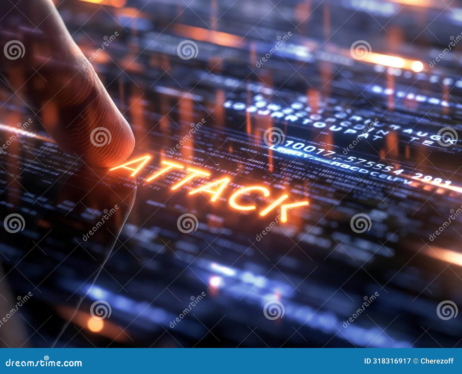 Cybersecurity Breach Concept with Finger Pointing at Attack Alert Stock ...