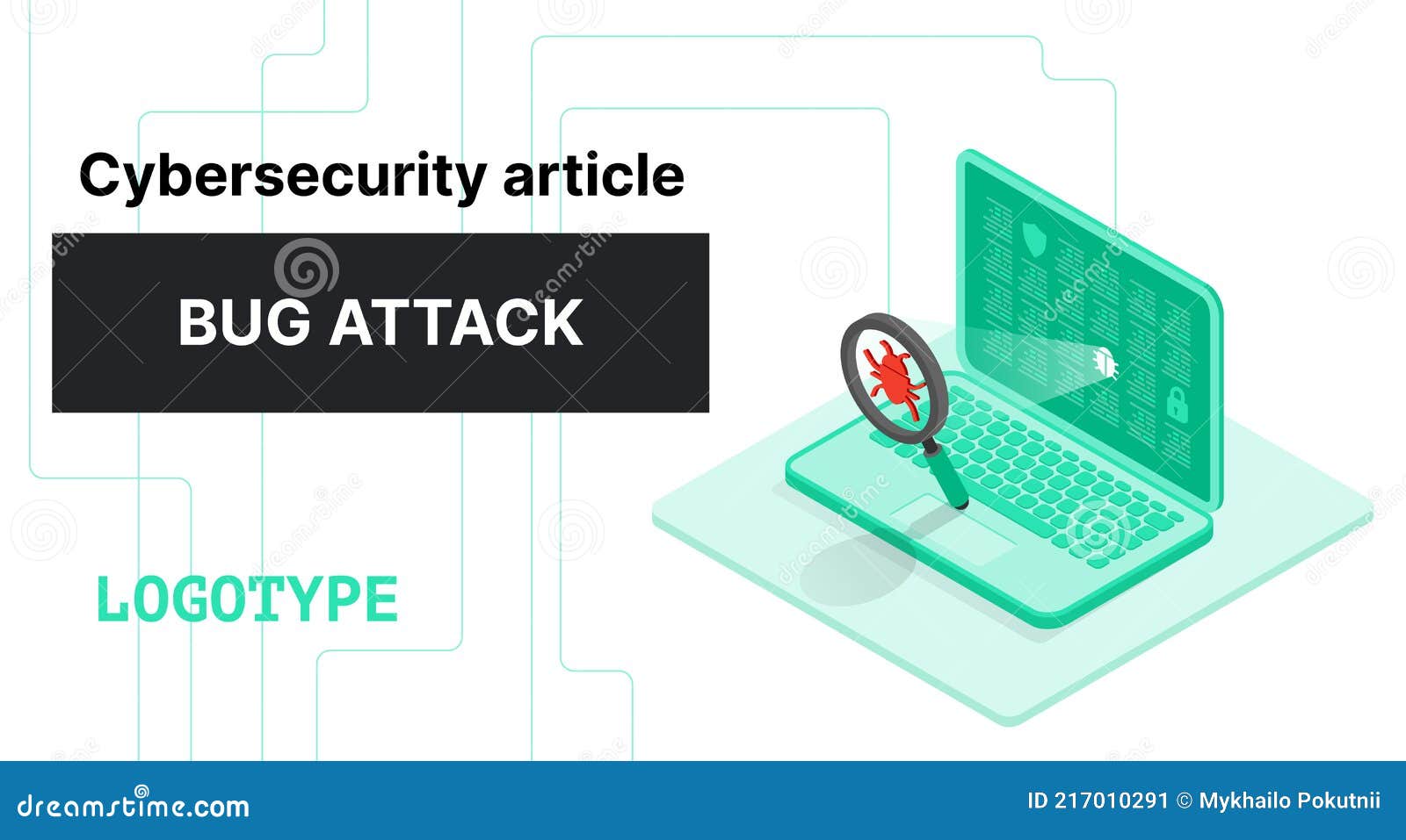 Cybersecurity Bug Attack Search Hacker Devise Data Breach Stock Vector ...