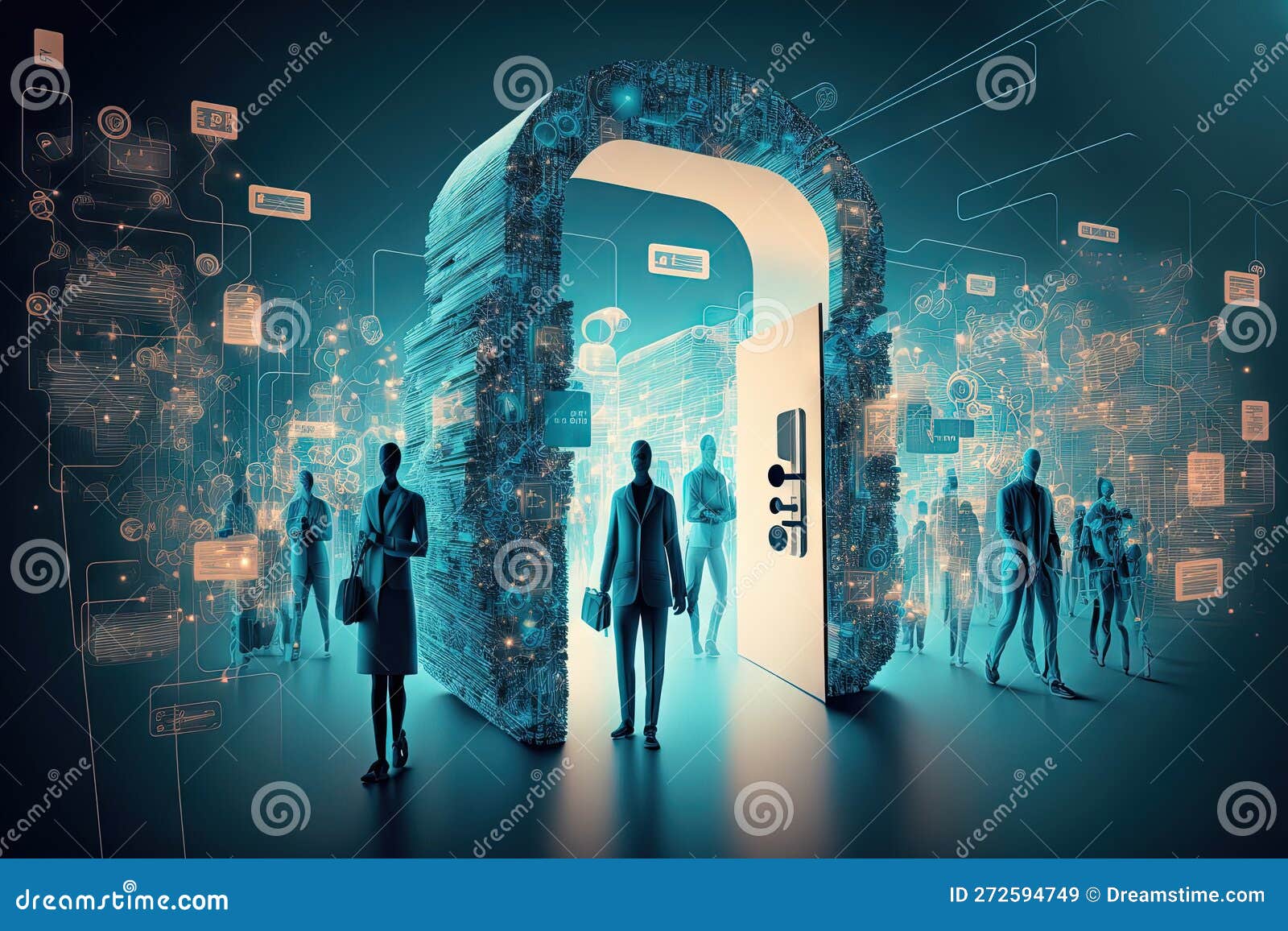 Cybersecurity and Business Privacy Stock Illustration - Illustration of ...