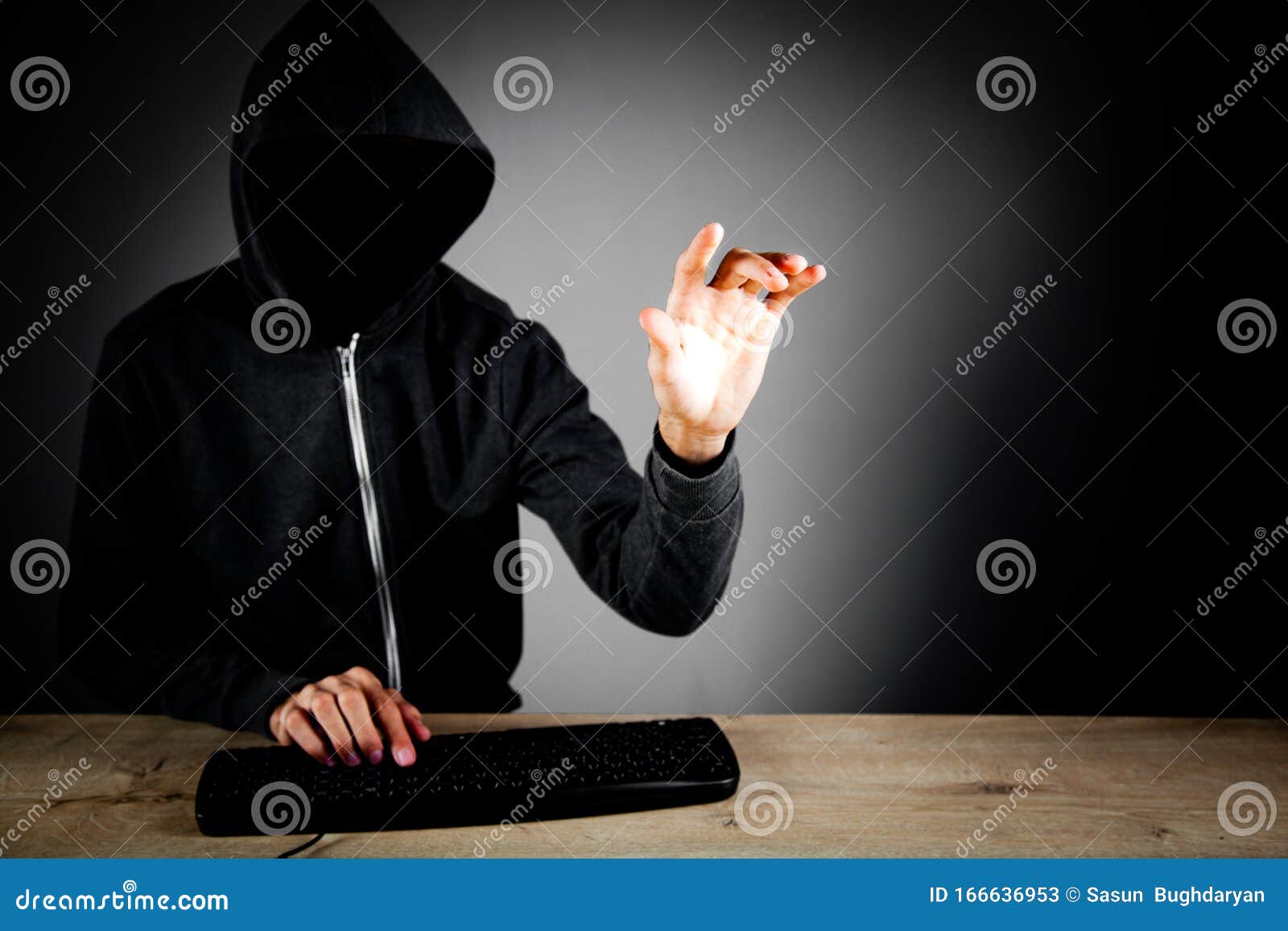 Cyber Security, Computer Hacker with Hoodie Stock Image - Image of ...