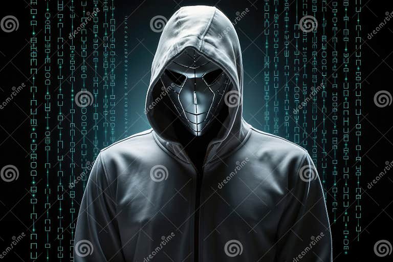 Cybersecurity, Computer Hacker with Hoodie, Coding, Malware Concept on Server Room Background ...