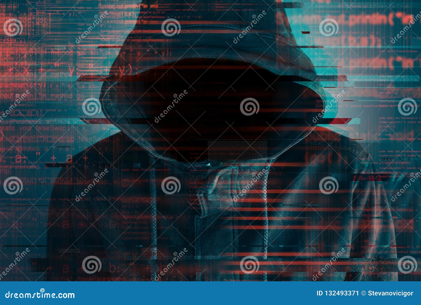 Cybersecurity Computer Hacker With Hoodie Stock Image Image Of