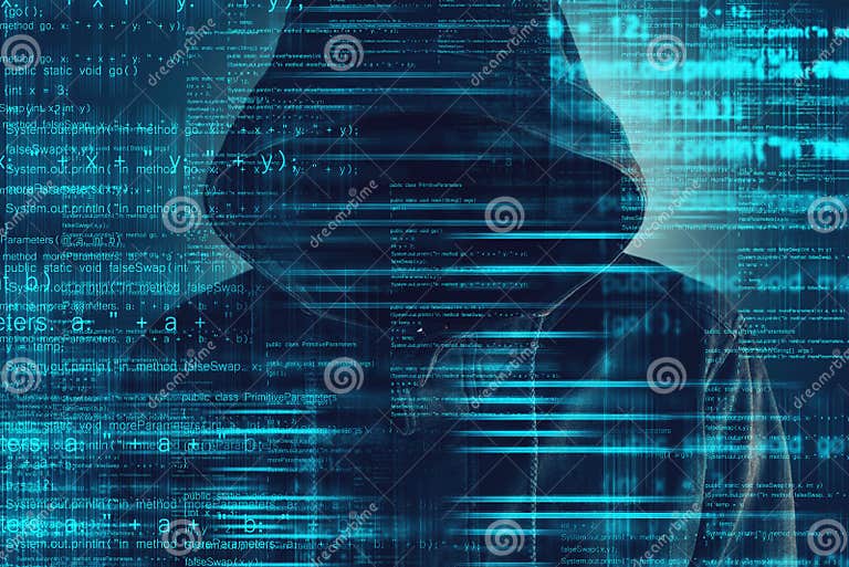 Cybersecurity, Computer Hacker with Hoodie Stock Photo - Image of ...