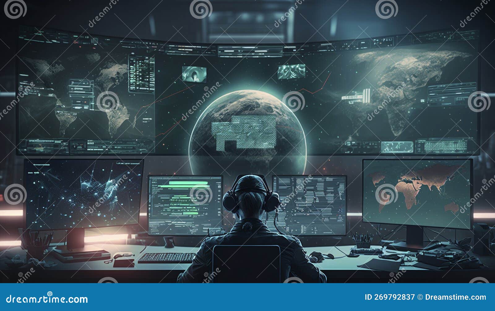 Cybersecurity, Computer Hacker with Hoodie and Obscured Face, Computer Code Overlaying Image. Ai ...