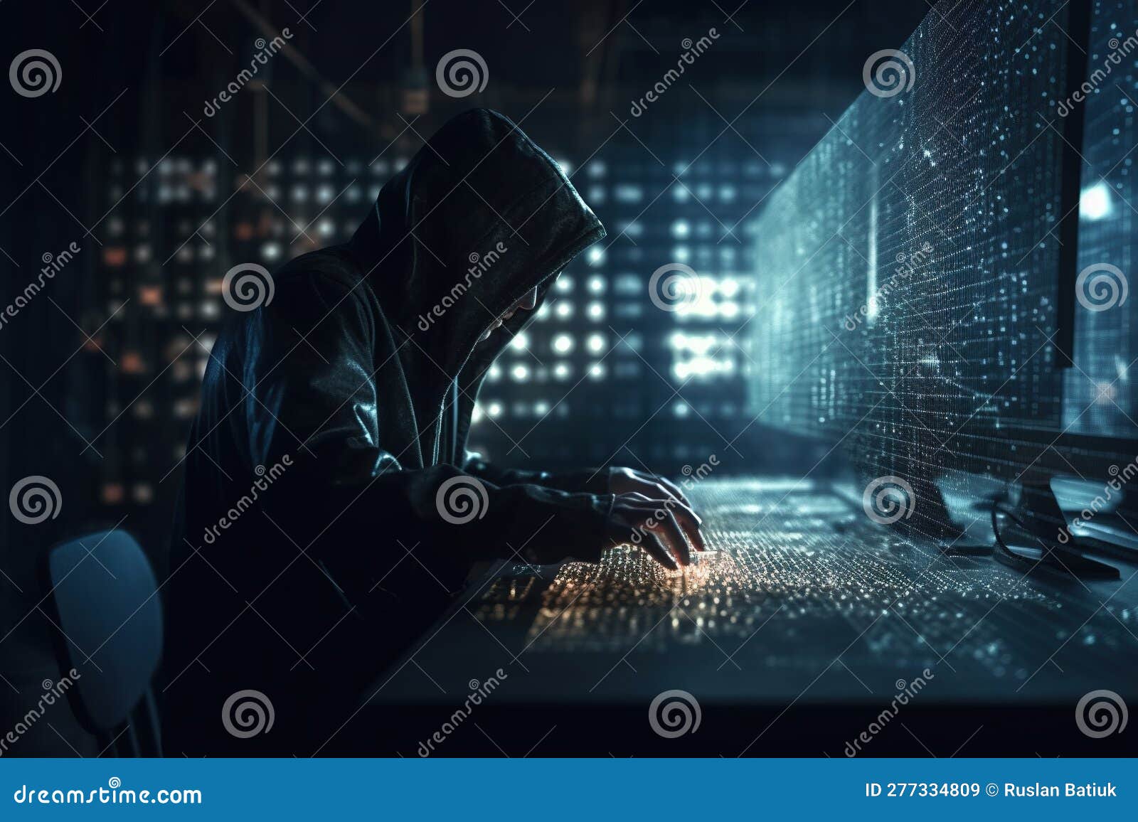 Cybersecurity Computer Hacker With Hoodie Vulnerability And Hackercodingmalware Concept On