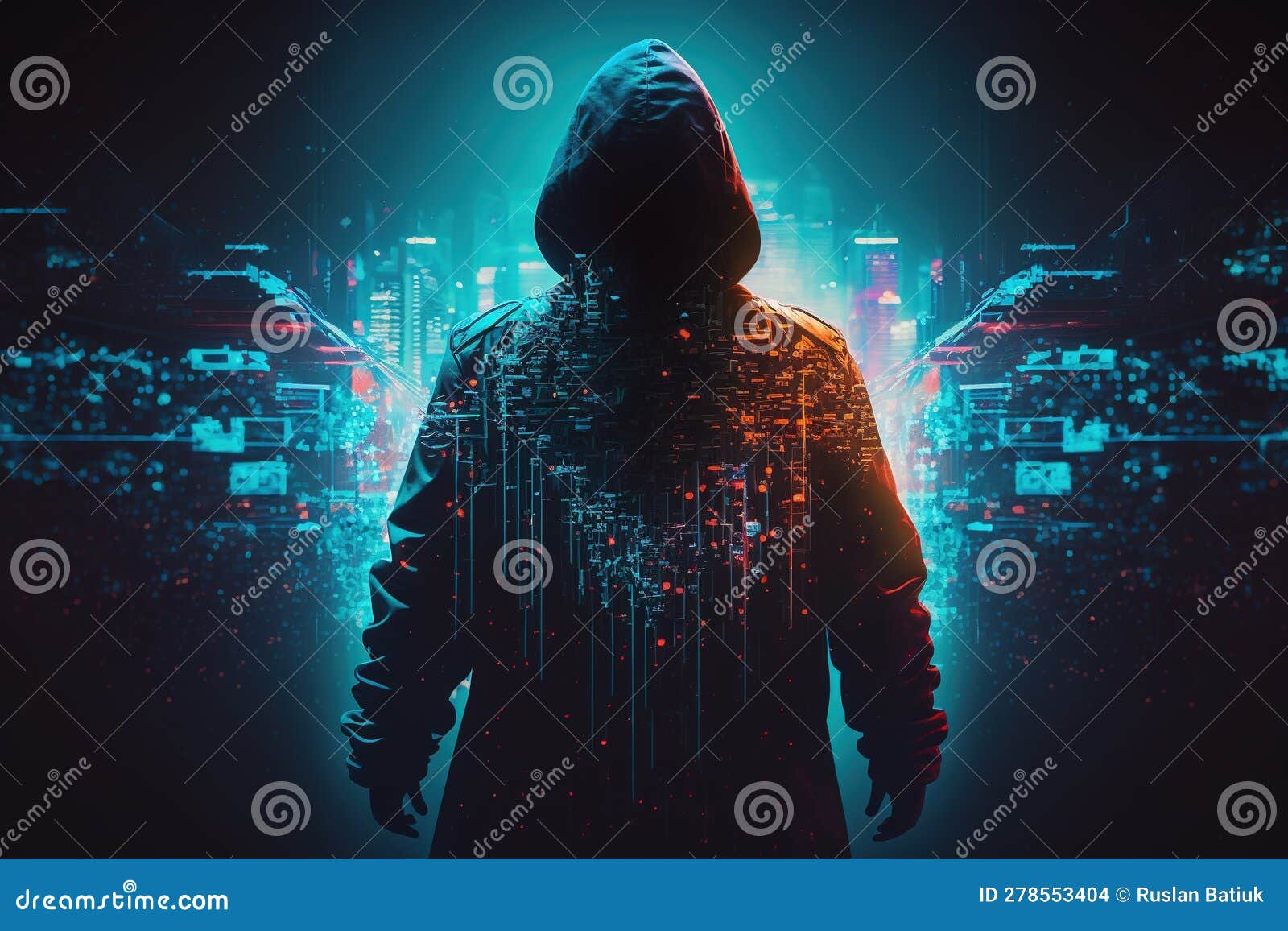 Cybersecurity Computer Hacker With Hoodie Vulnerability And Hackercodingmalware Concept On