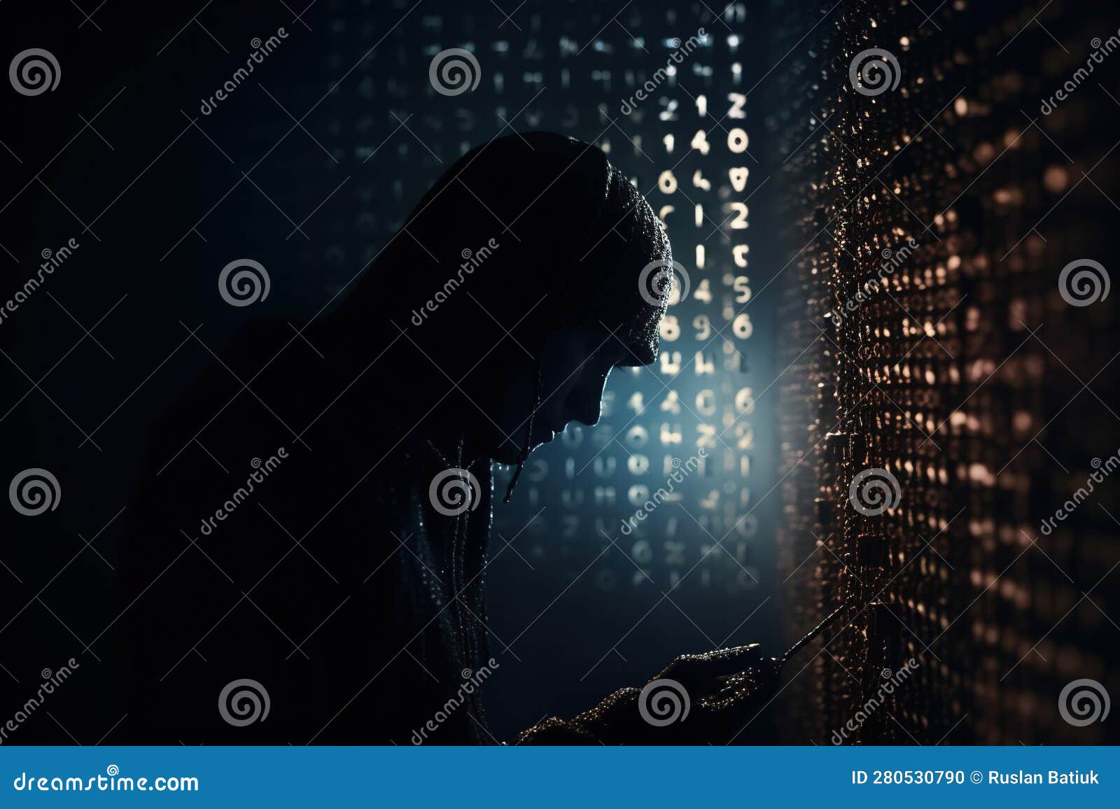 Cybersecurity Computer Hacker With Hoodie Vulnerability And Hackercodingmalware Concept On