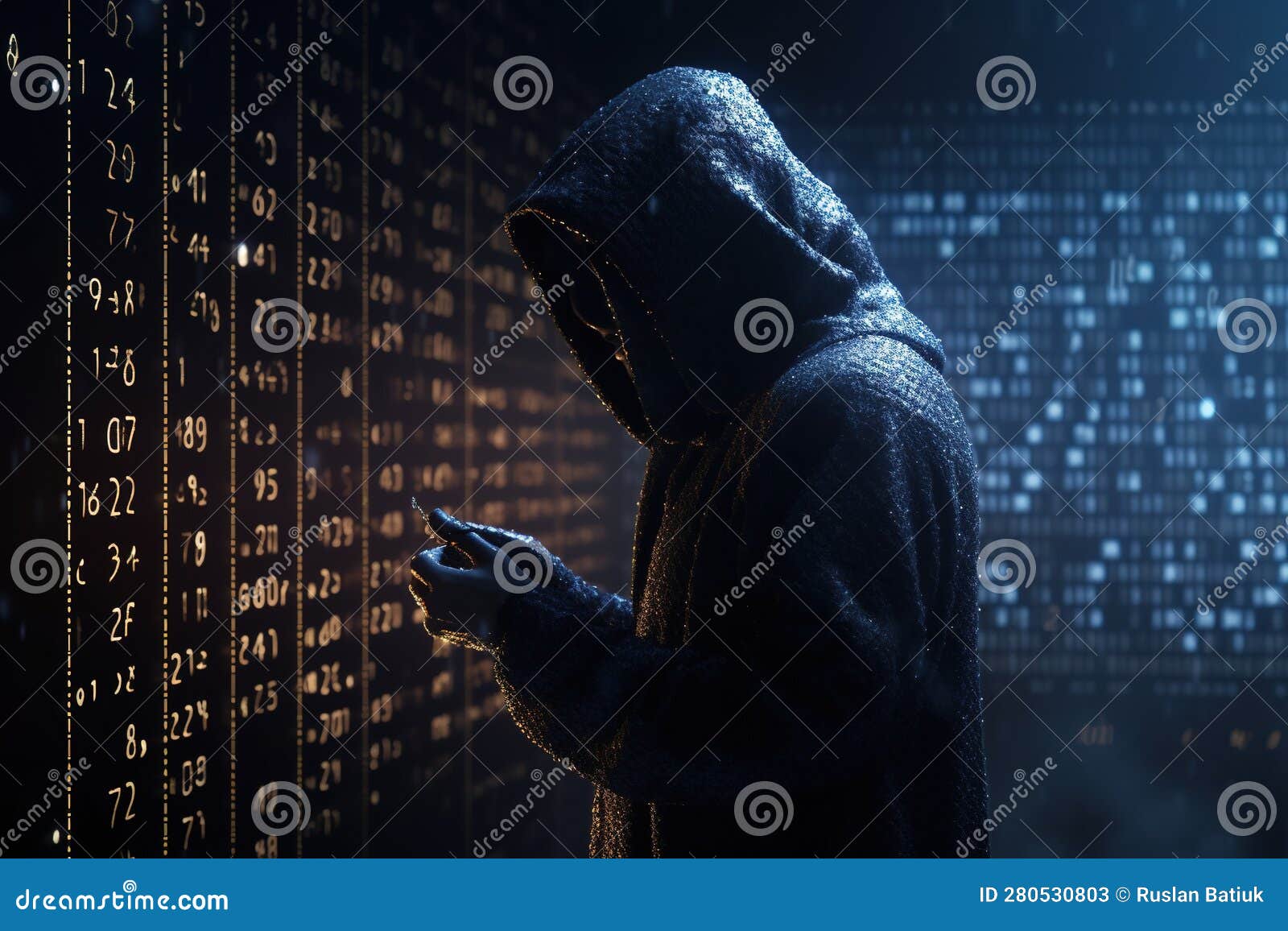 Cybersecurity Computer Hacker With Hoodie Vulnerability And Hackercodingmalware Concept On