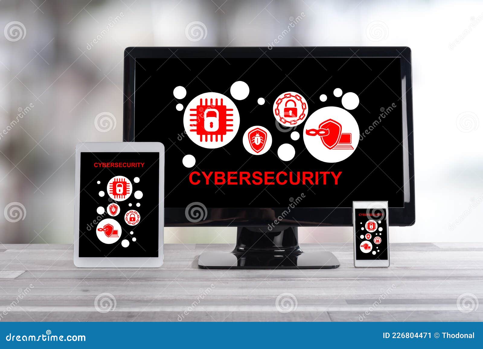 Cybersecurity Concept on Different Devices Stock Image - Image of cyber ...