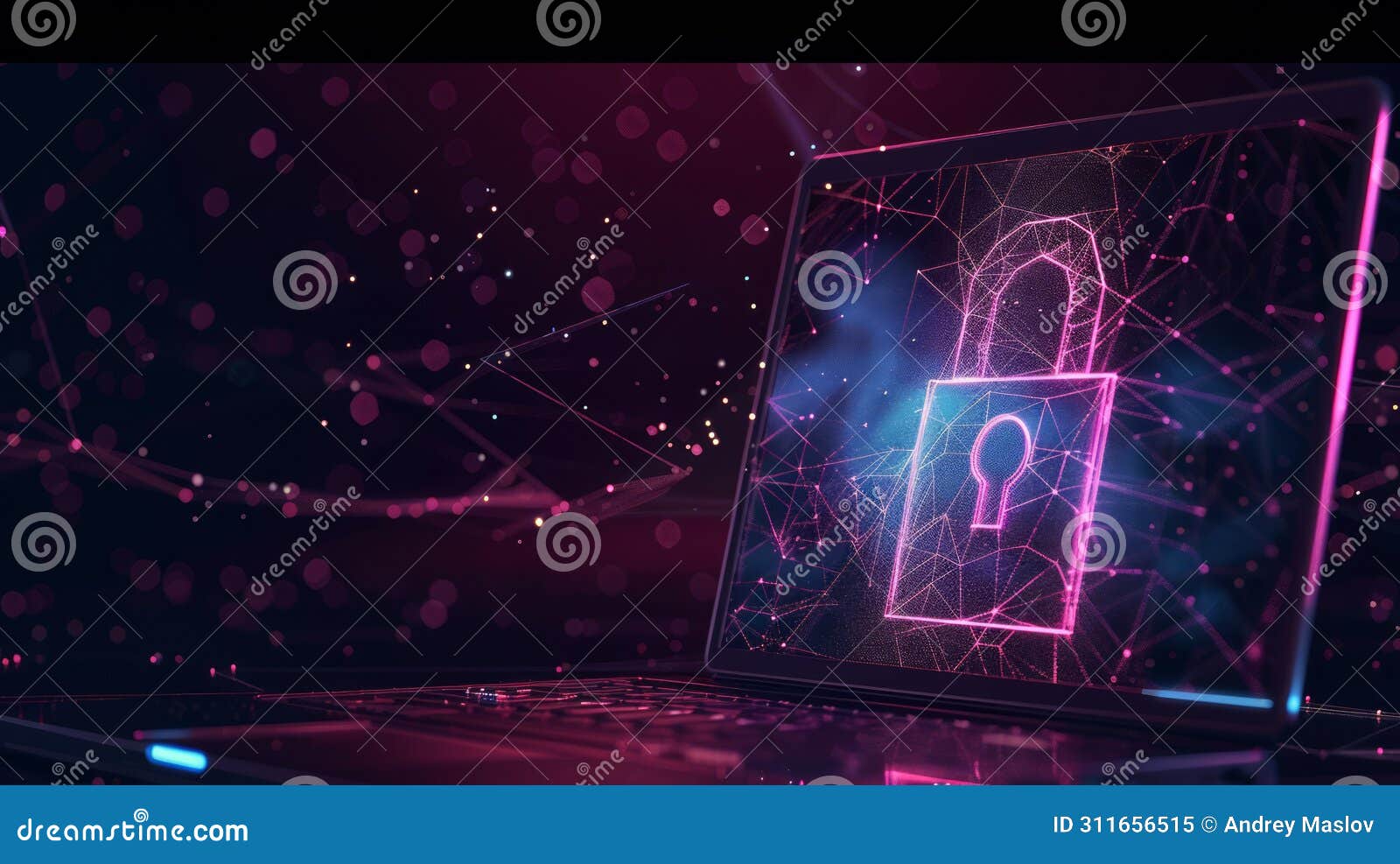 Cybersecurity Concept on a Digital Laptop Stock Image - Image of ...