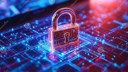 Cybersecurity Concept: Digital Lock in a High-Tech Environment To ...