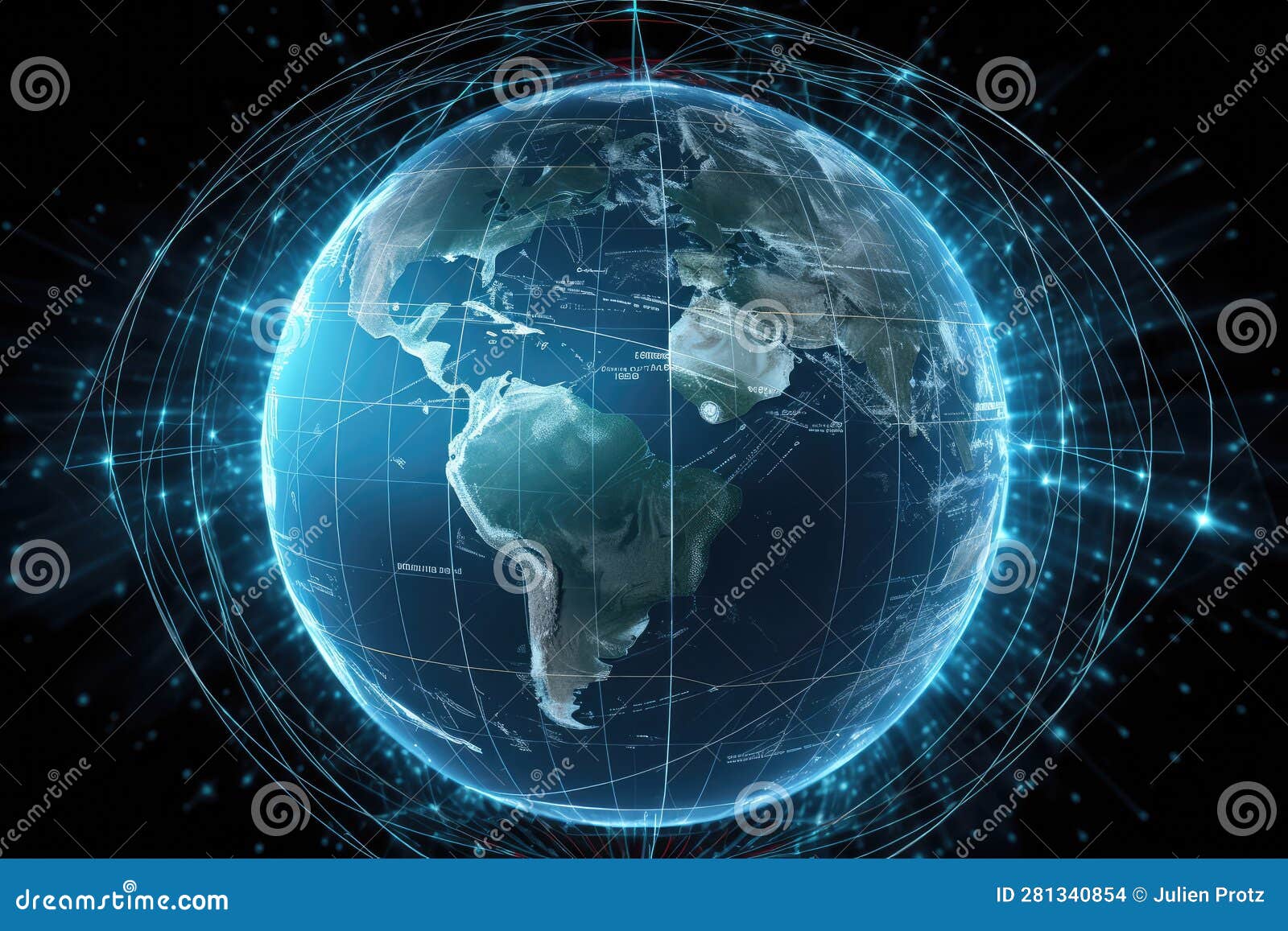 A Cybersecurity Concept Featuring a Globe in the Center Stock ...