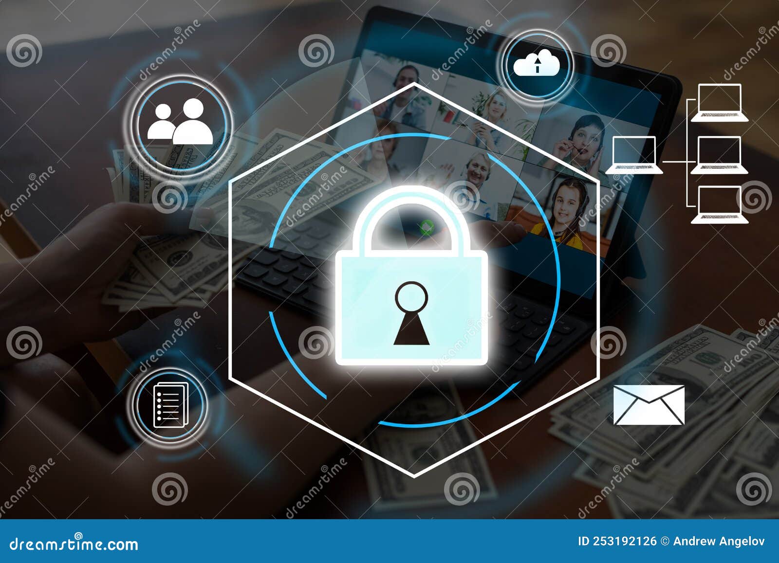 Cybersecurity Concept Global Network Security Technology, Business ...