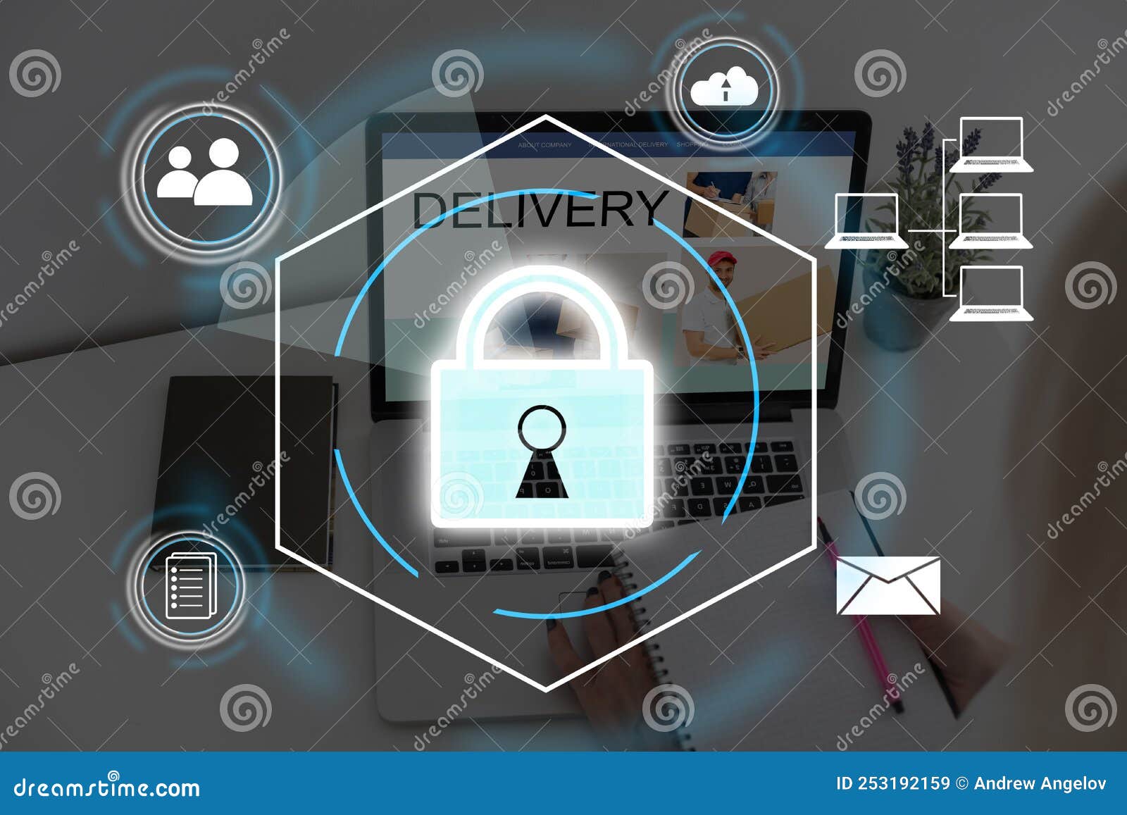 Cybersecurity Concept Global Network Security Technology, Business ...