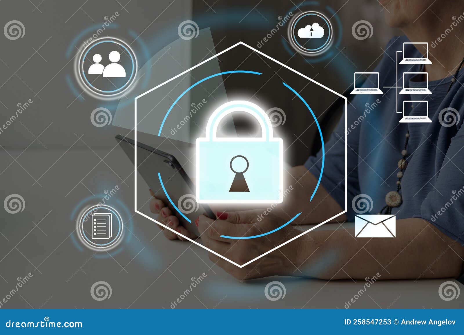 Cybersecurity Concept Global Network Security Technology, Business ...