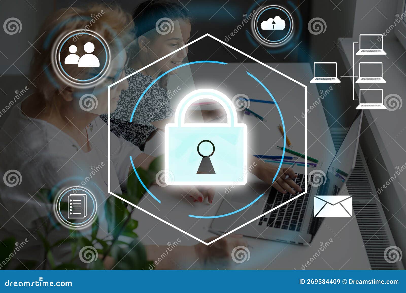 Cybersecurity Concept Global Network Security Technology, Business ...