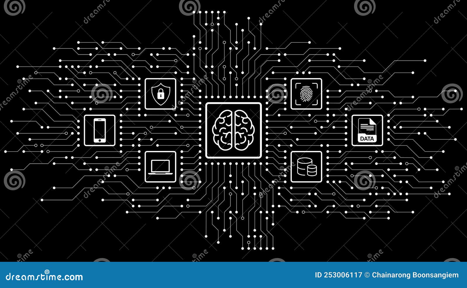 Cybersecurity Concept Graphic on Black Modern Background Stock Vector ...