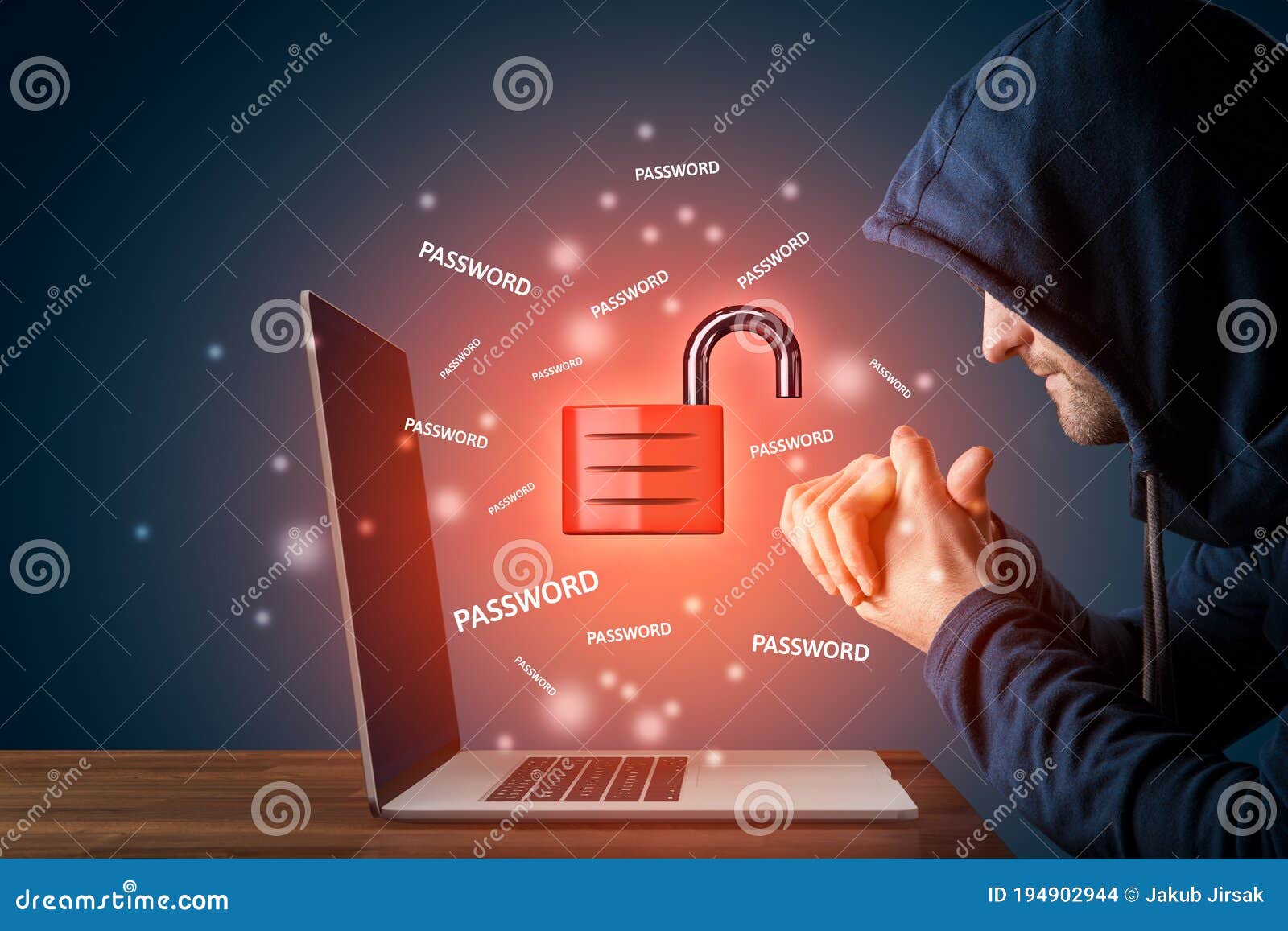 Cybersecurity Concept with Hacker Prepared To Steal Passwords Stock ...