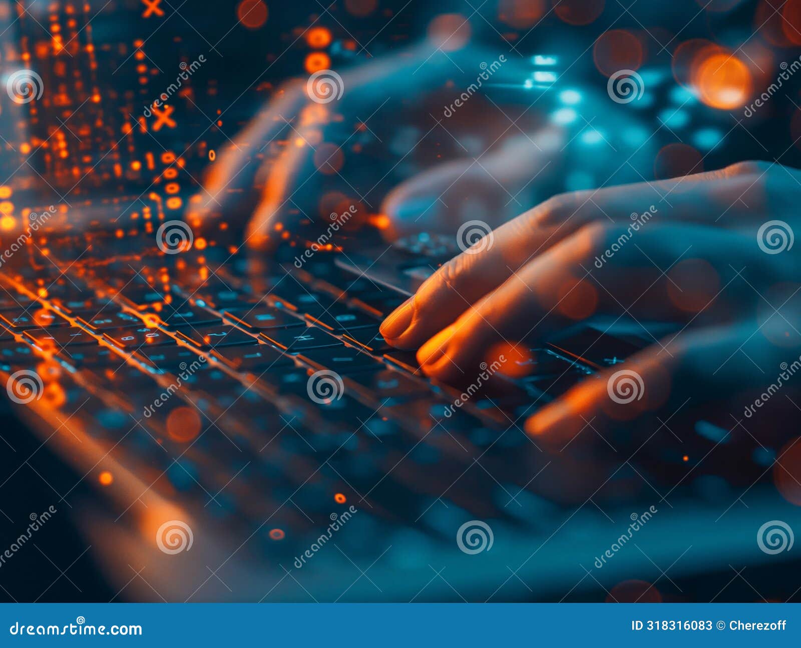 Cybersecurity Concept with Hands Typing on Keyboard Stock Illustration ...