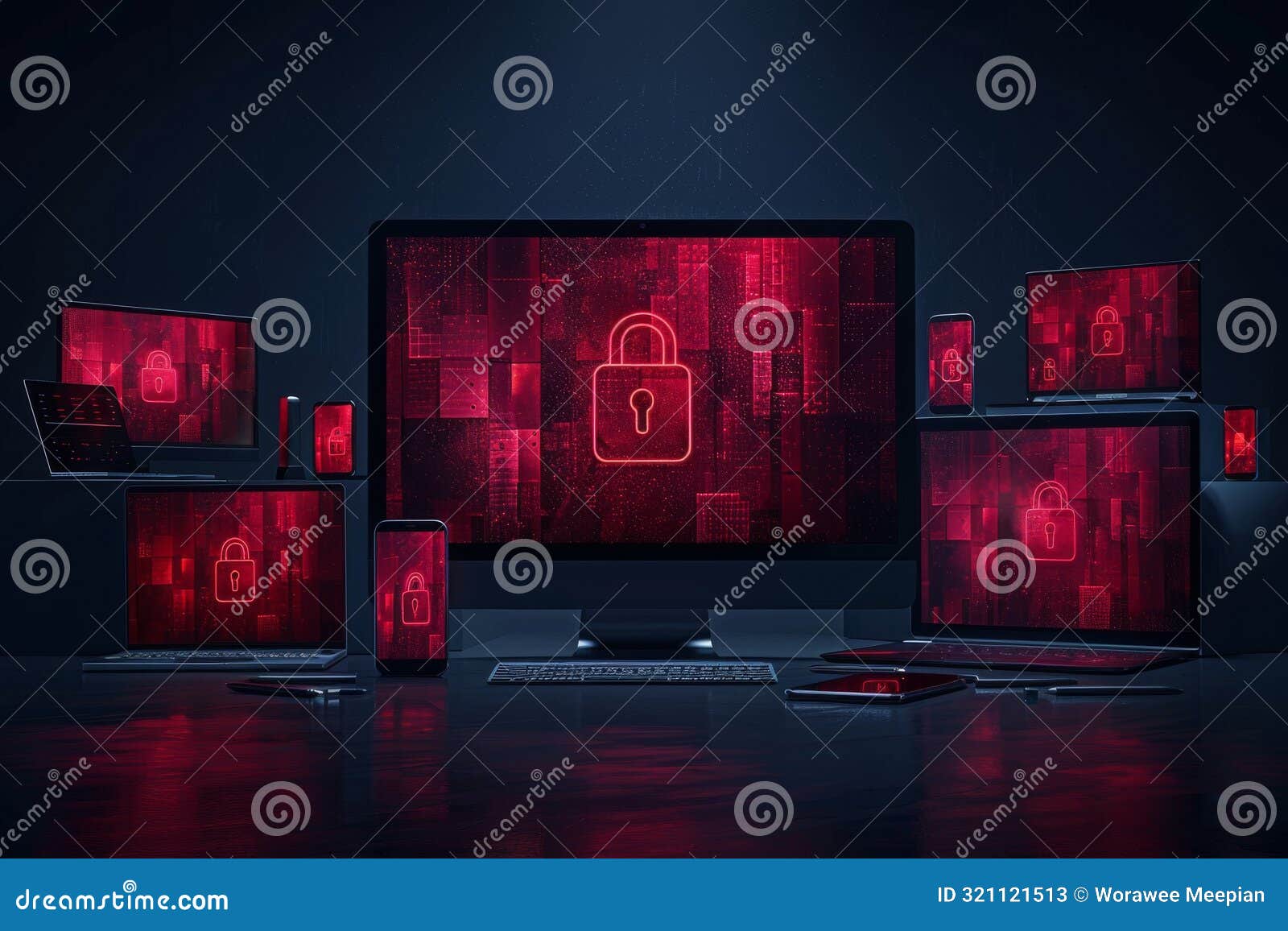 Cybersecurity Concept, Internet Security and Firewall on Screen Stock ...