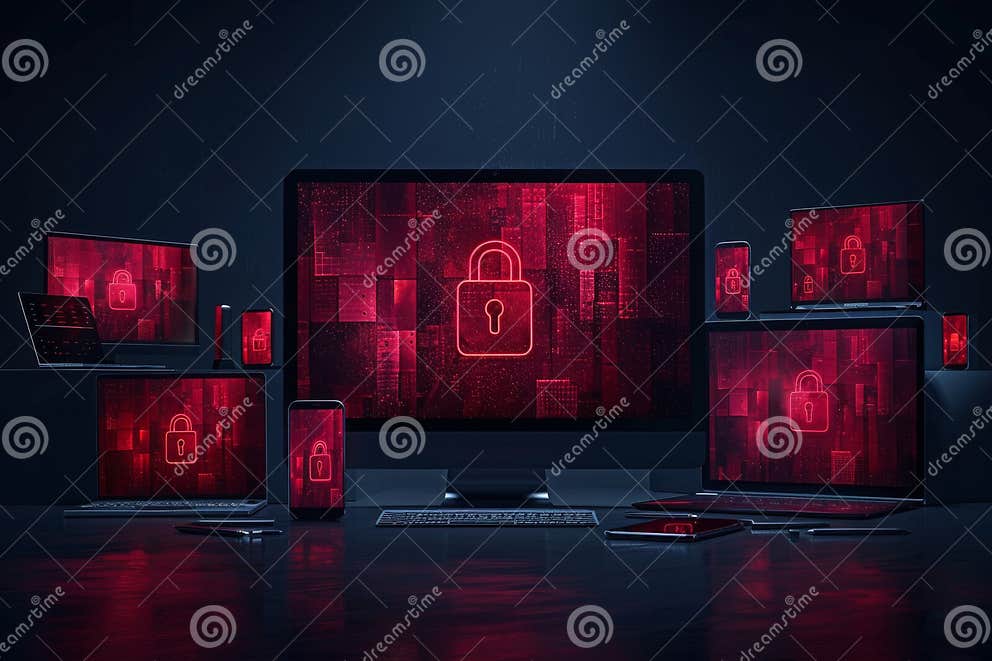 Cybersecurity Concept, Internet Security and Firewall on Screen Stock ...