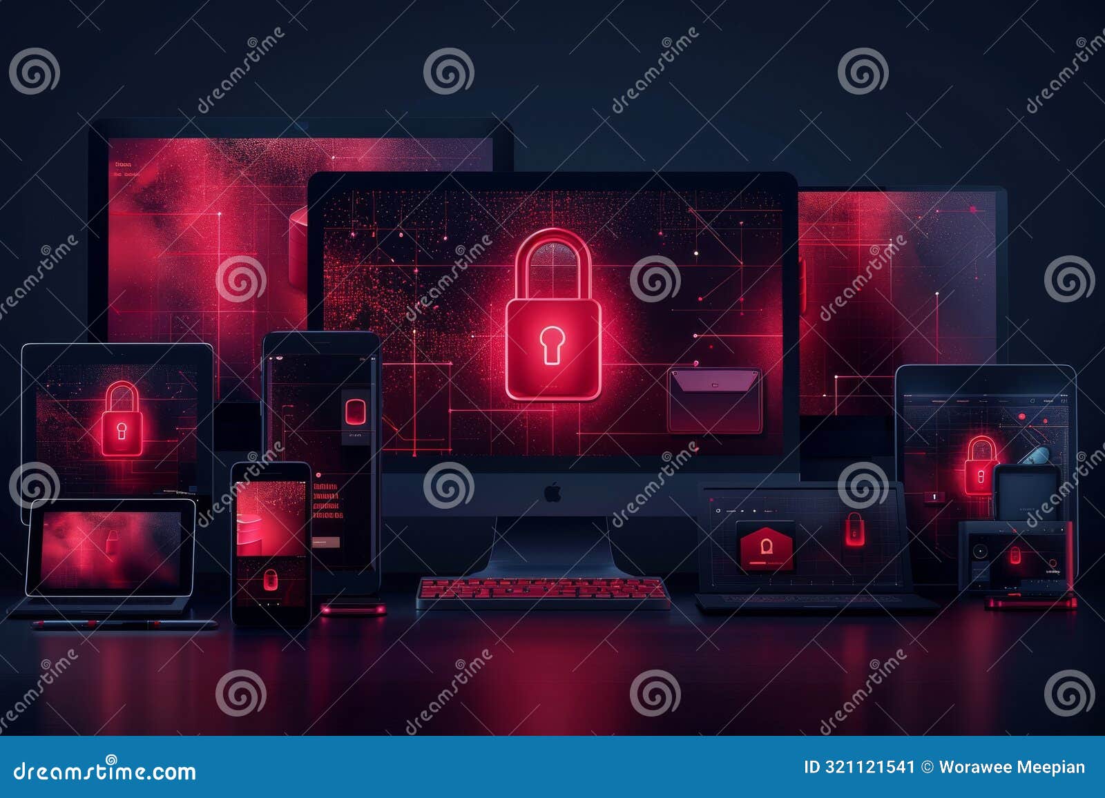 Cybersecurity Concept, Internet Security and Firewall on Screen Stock ...