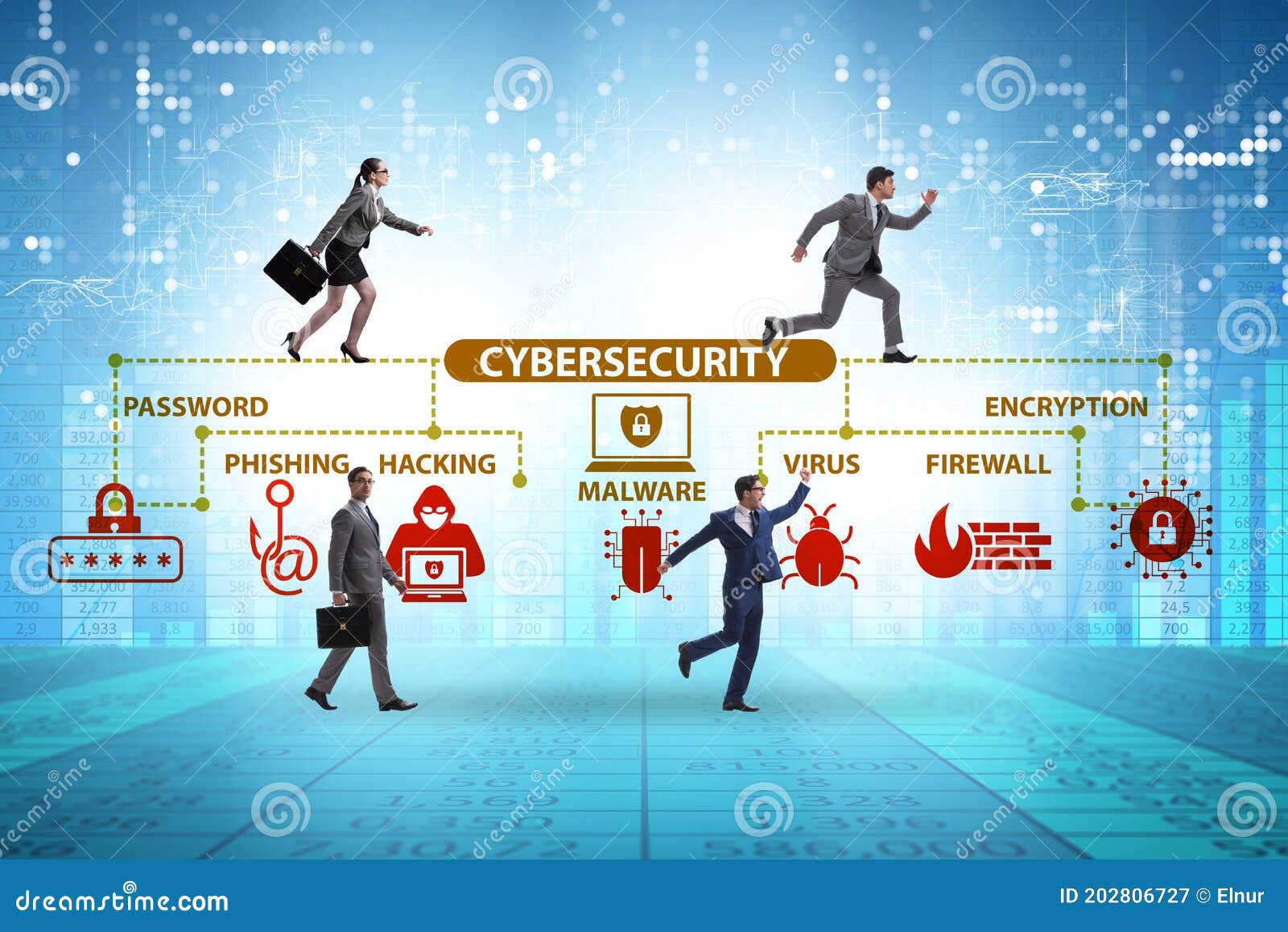 Cybersecurity Concept with Key Elements Stock Image - Image of cloud ...
