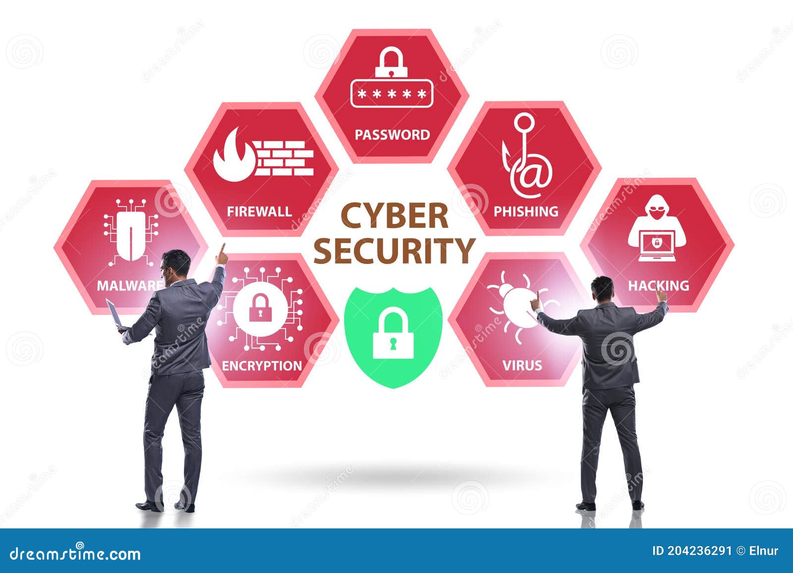 Cybersecurity Concept with Key Elements Stock Image - Image of digital ...