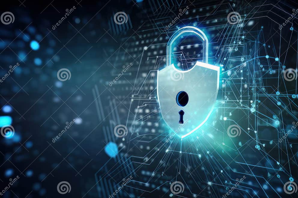 Cybersecurity Concept, Keylock in Blue Colors, Binary Code Lock, AI ...