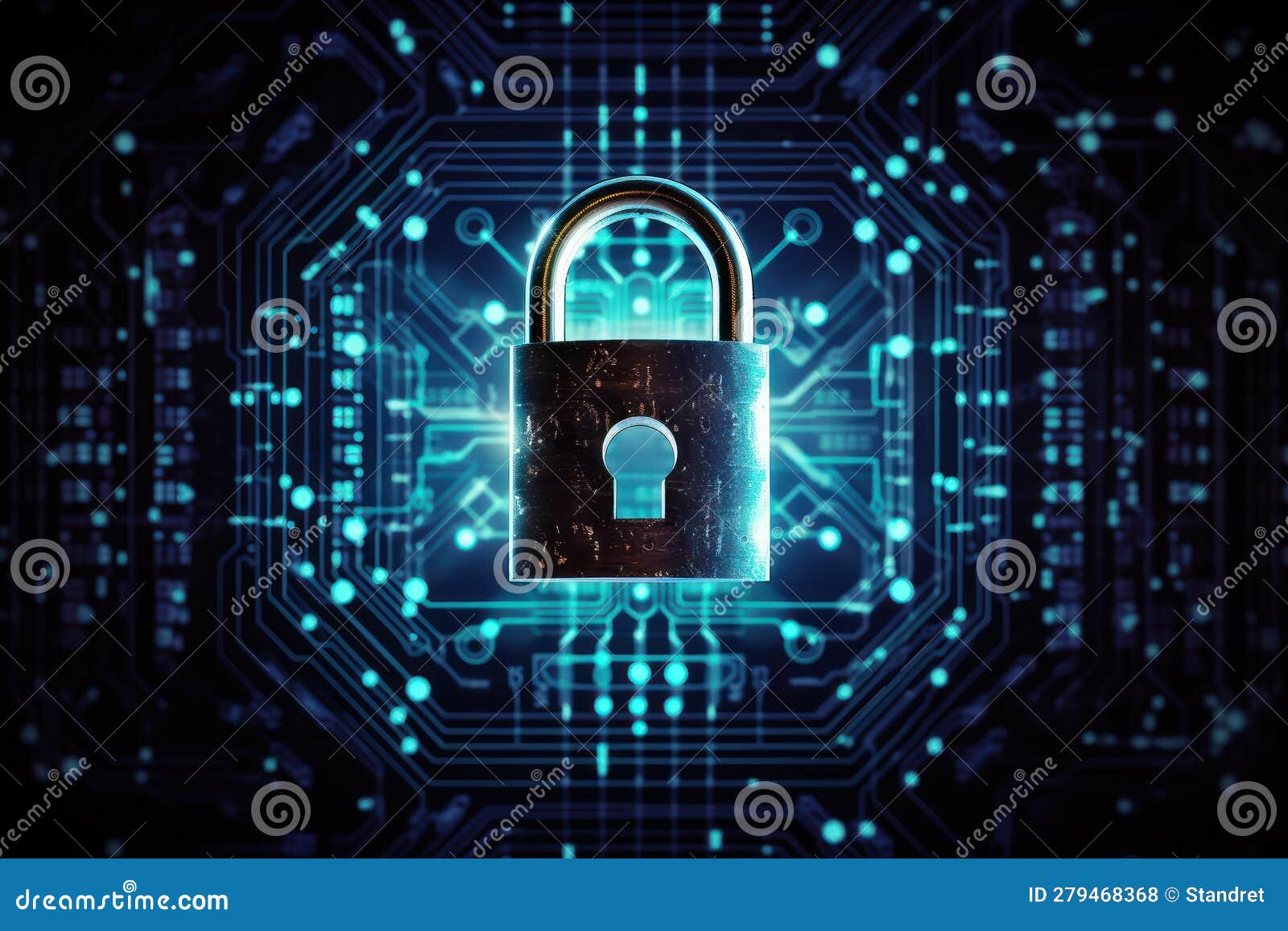 Cybersecurity Concept, Lock. Beautiful Illustration Picture Stock ...