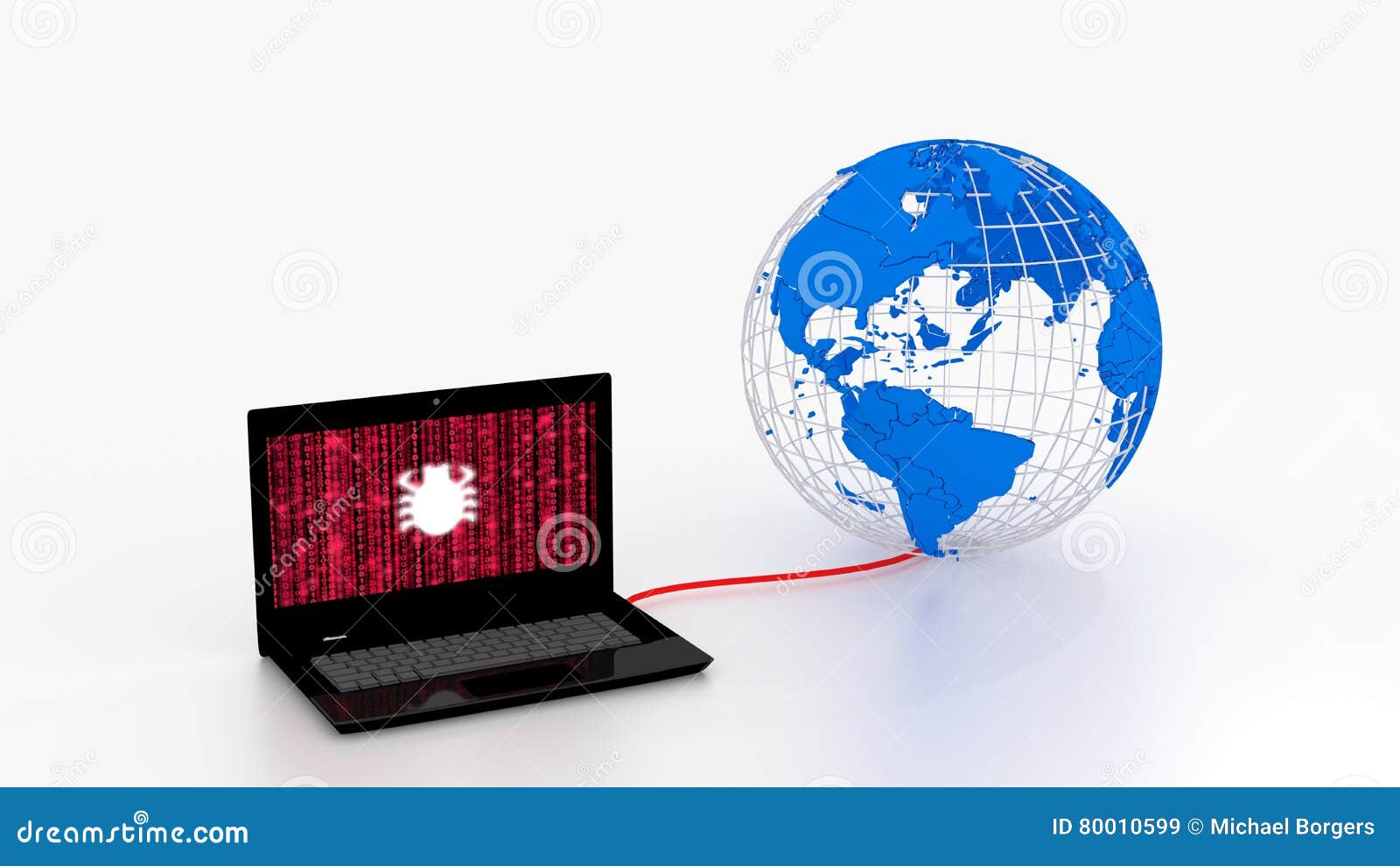 Cybersecurity Concept Notebook Connected To Globe Stock Illustration ...