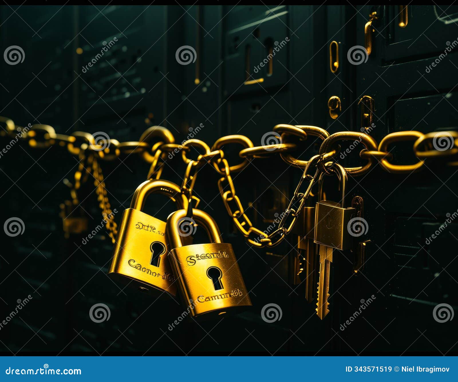 Cybersecurity Concept with Padlocks and Chains on Server Racks Stock ...