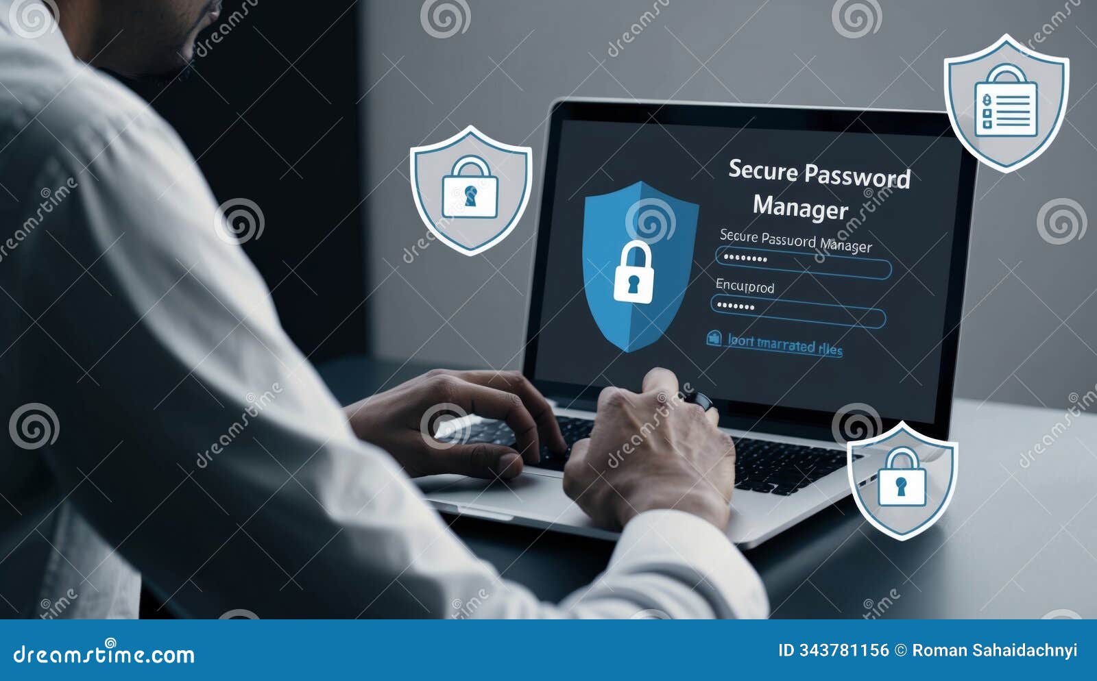 Cybersecurity Concept: Programmer with Password Screen and Security ...
