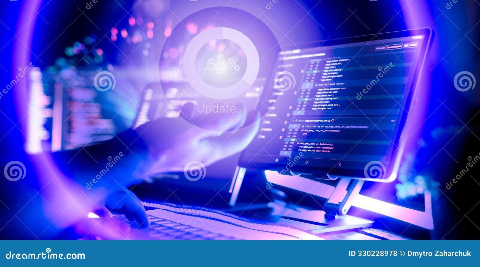 Cybersecurity Concept. Programmer Updates Software, System Upgrade ...