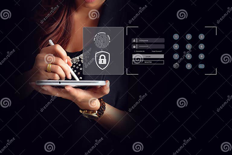 Cybersecurity Concept. Secure Cyber Password Protect, Encryption with a ...