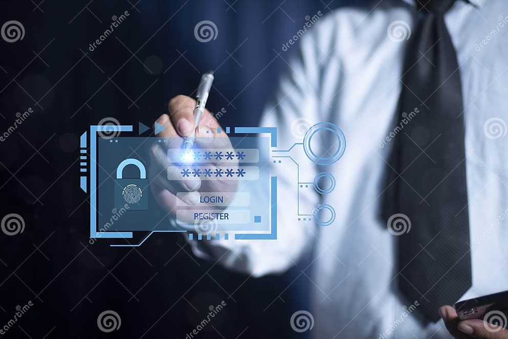 Cybersecurity Concept. Secure Cyber Password Protect, Encryption with a ...