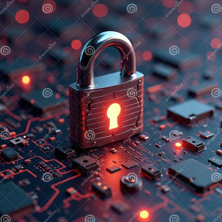 Cybersecurity Concept Shown with Padlock on Circuit Board. Secure Tech ...