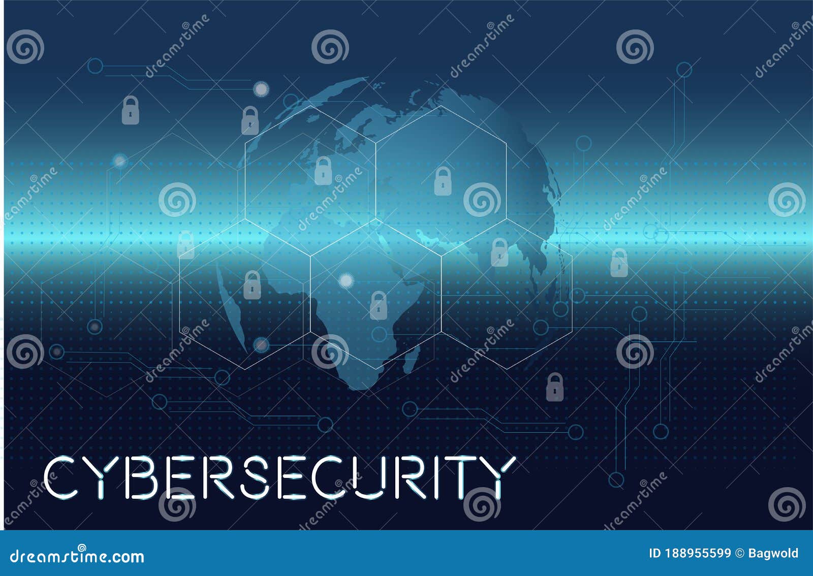 Cybersecurity Consept Vector on a Blue Background Stock Vector ...