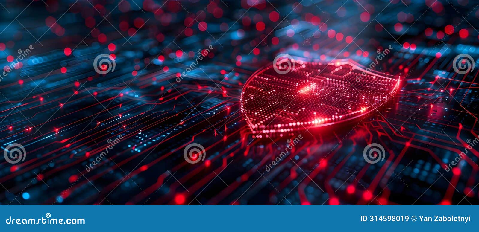 Cybersecurity Core: Digital Armor in a Data Stream. Concept Data ...