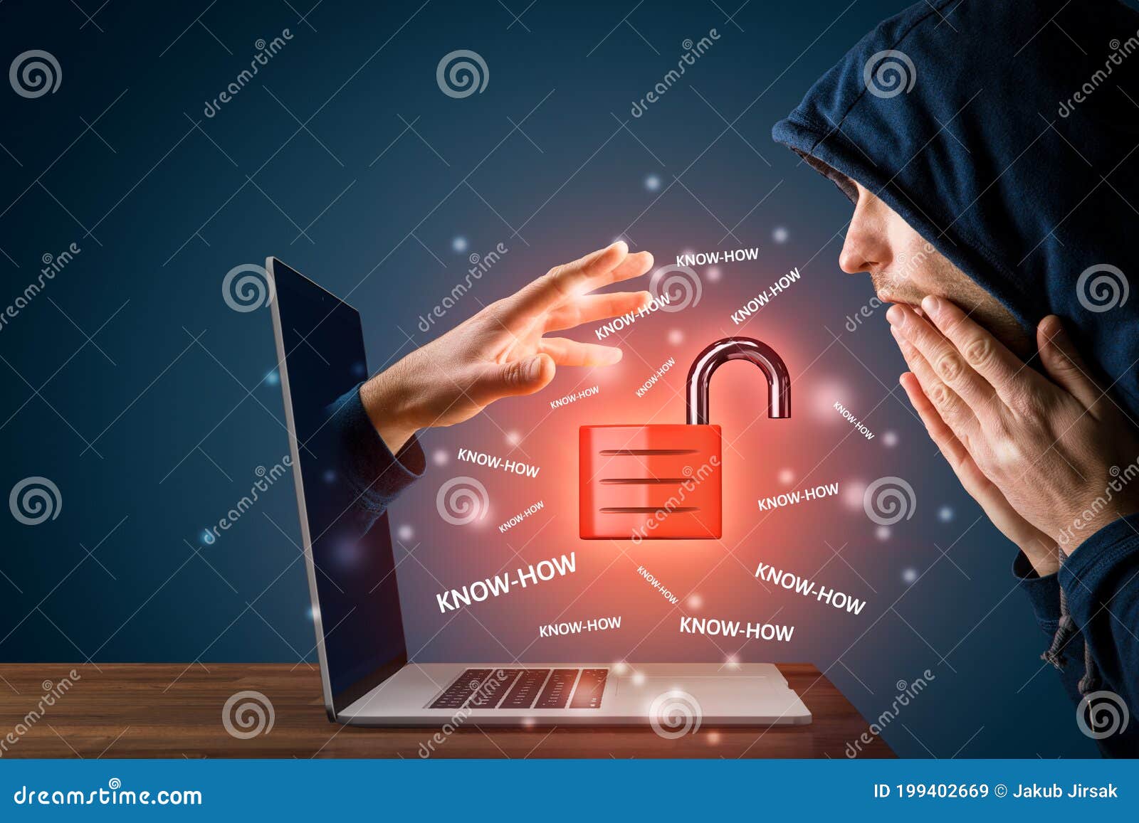Cybersecurity Corporate Know-how Concept with Shocked User Stock Image ...