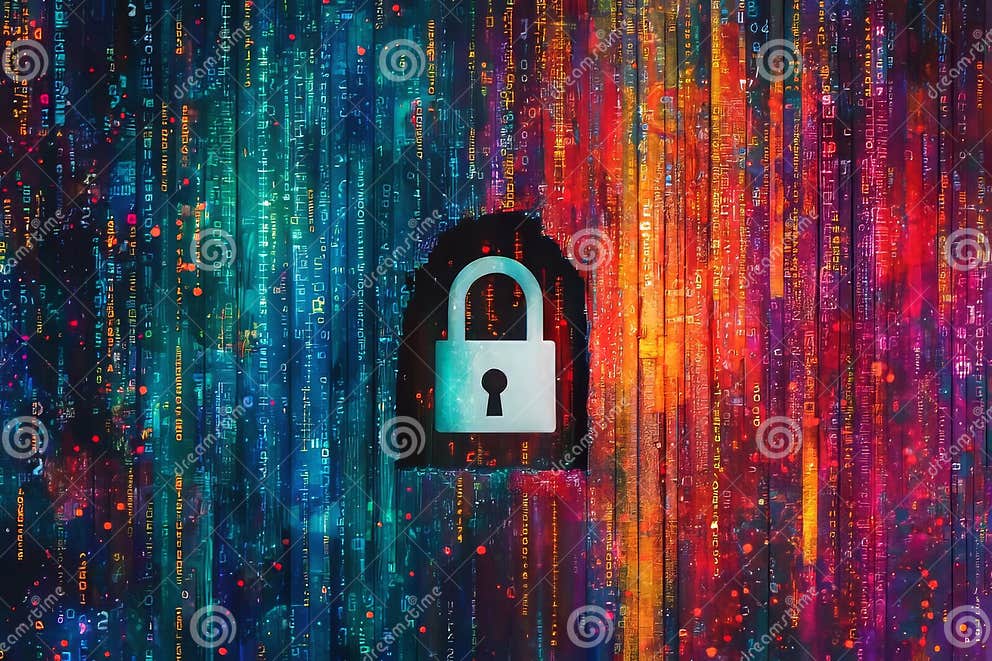 Cybersecurity and Data Breach Concept with Open Digital Lock Icon on ...