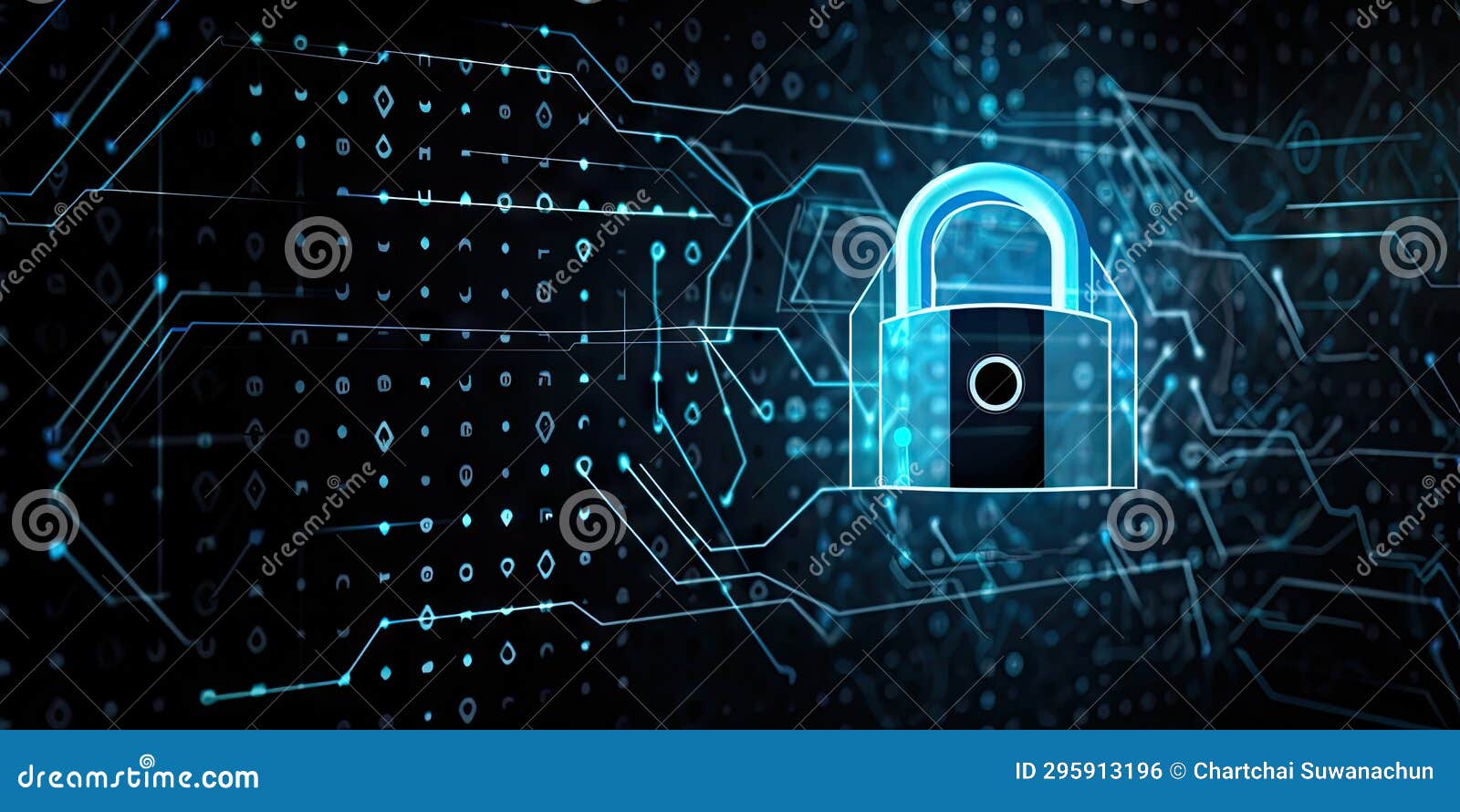 Cybersecurity And Data Concept Lock Binary Digits Key Background Orange And Dark Modern