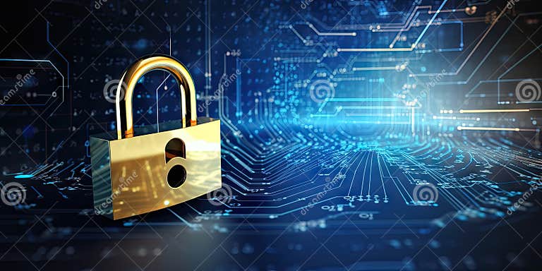 Cybersecurity And Data Concept Lock Binary Digits Key Background Orange And Dark Modern