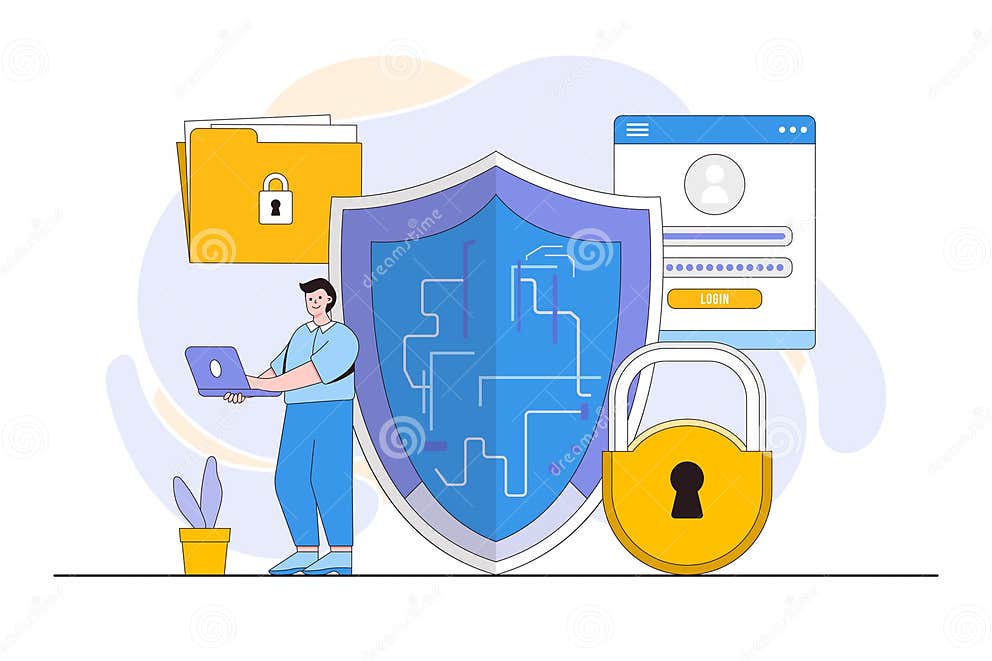 Cybersecurity and Data Privacy Concept with a Person Safeguarding Data ...