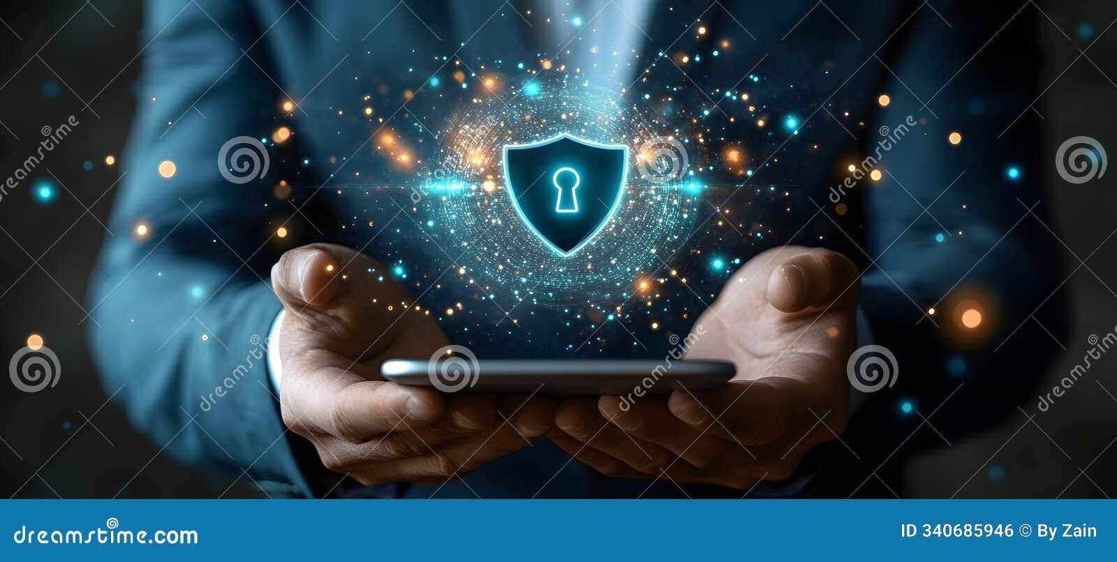 Cybersecurity and Data Protection Concept with Hands Typing on Laptop ...