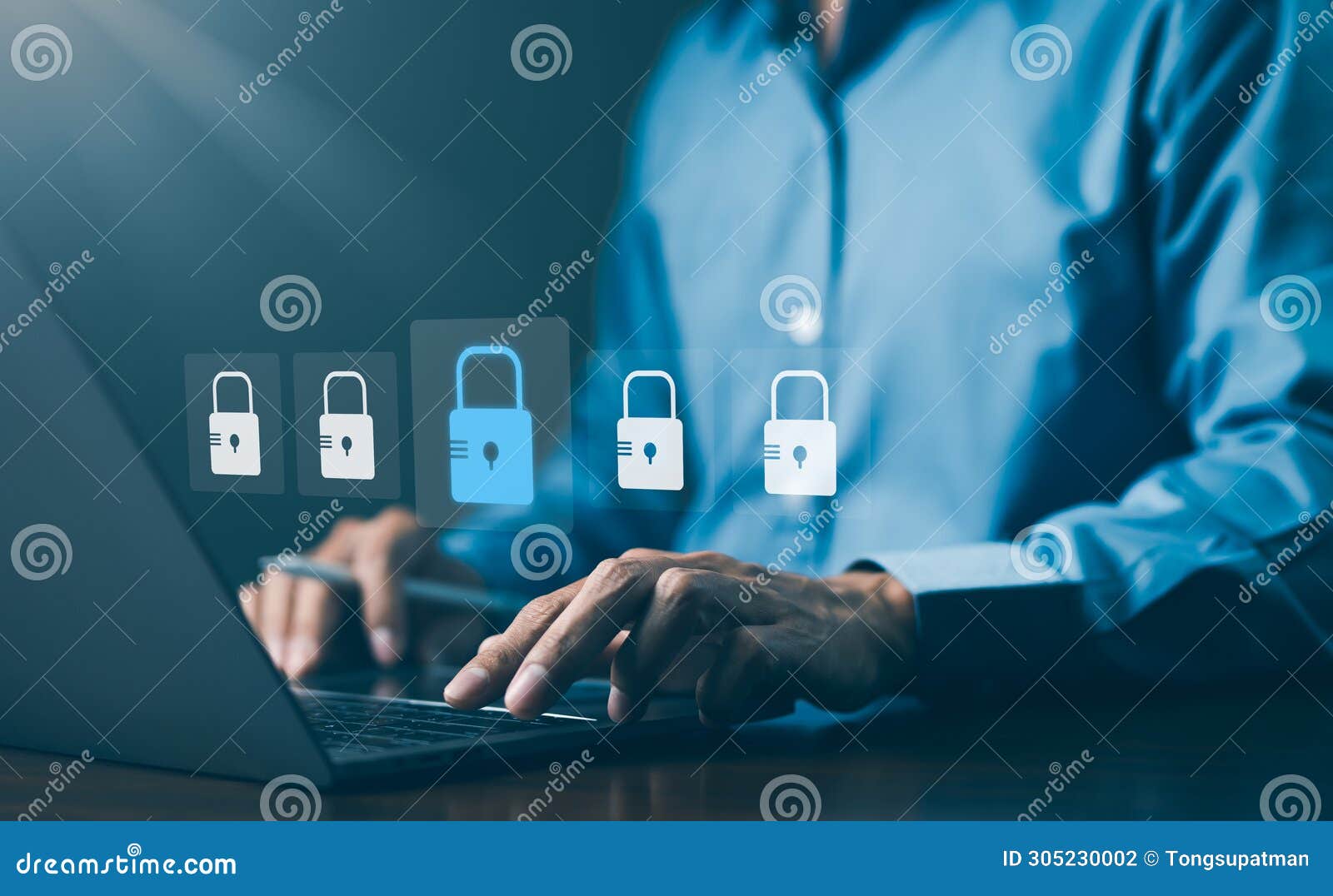 Cybersecurity and Data Protection Concept. User Enter Password for ...